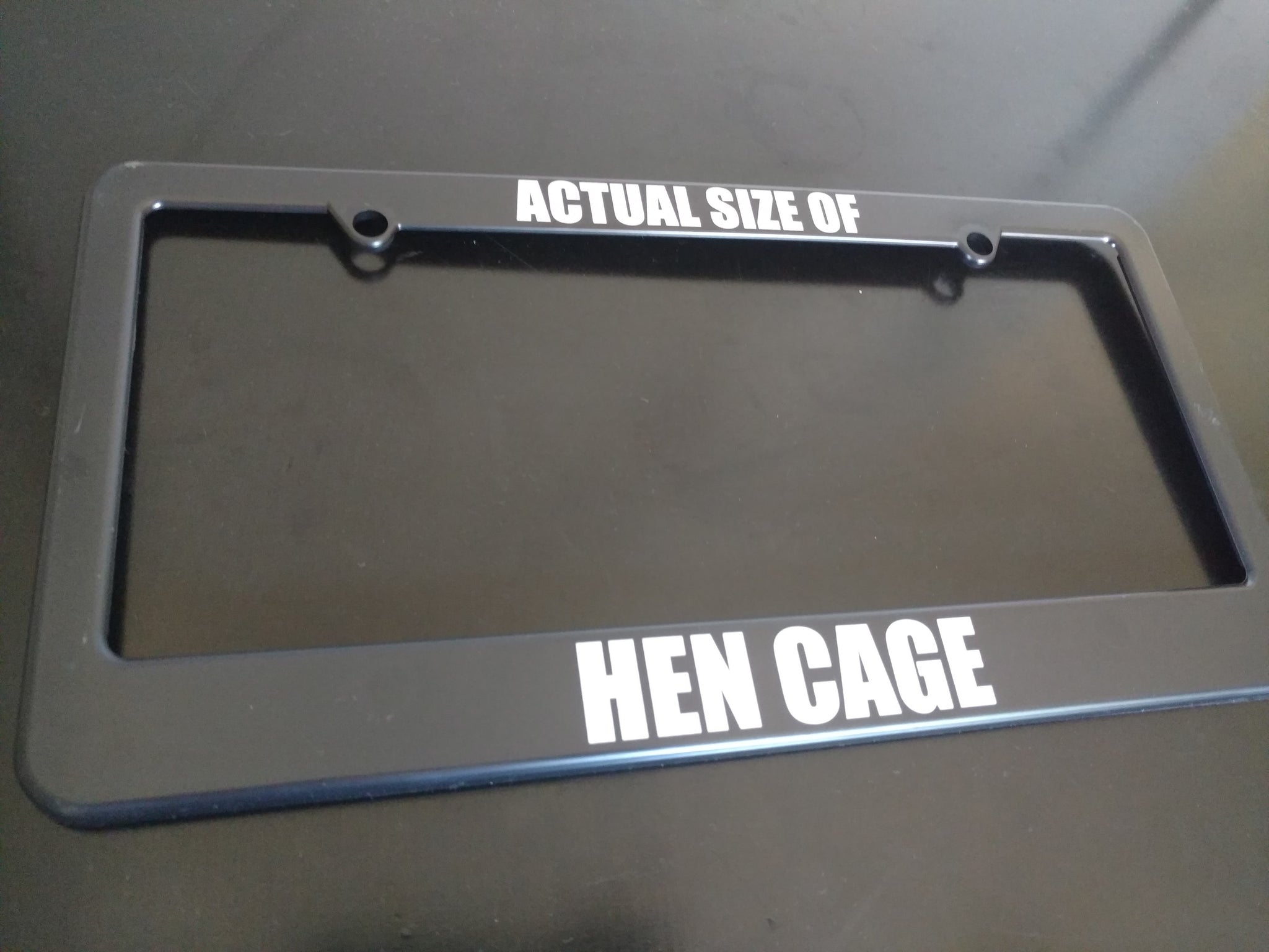 Ltd Edition "Actual Size of Hen Cage" license plate frame – Vegan Club